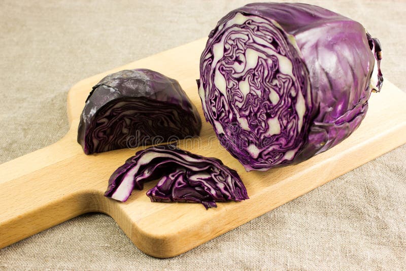 Red cabbage sliced stock photo. Image of rustic, wooden - 102416374