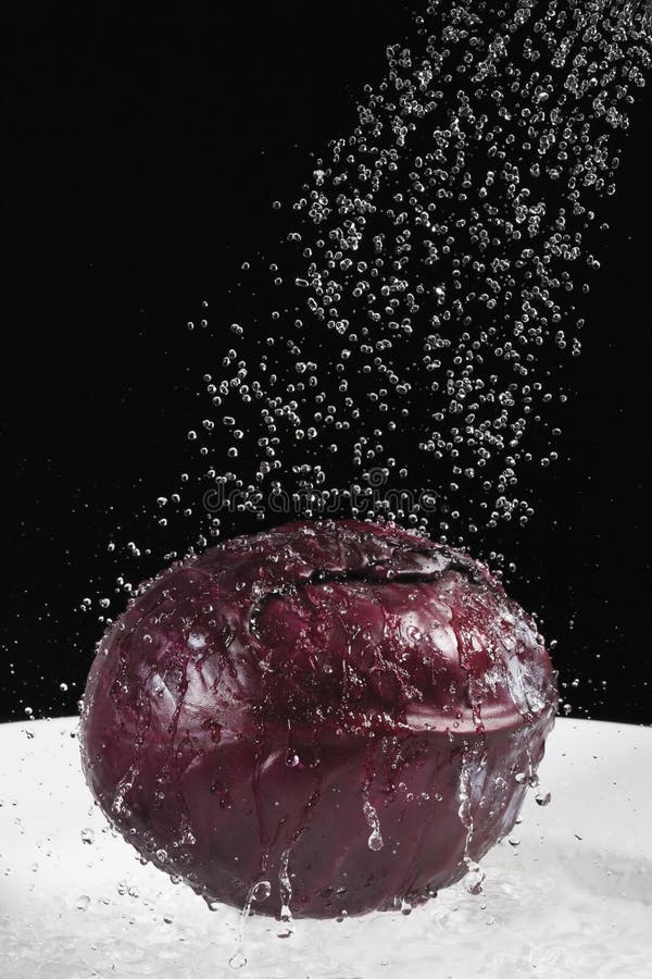 Red Cabbage Under Jet of Water Stock Image - Image of ingredient ...