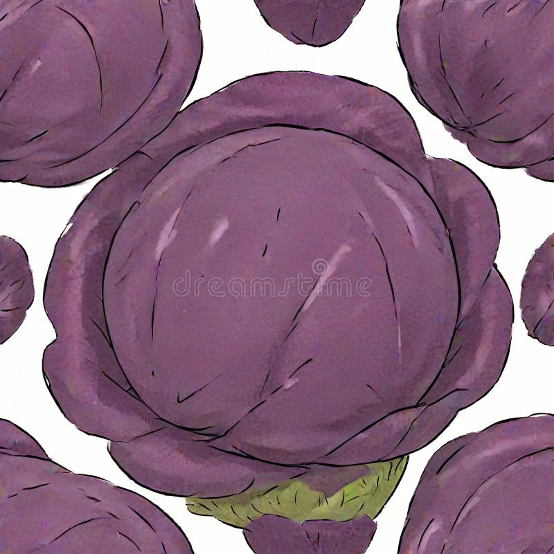 Red Cabbage Watercolor Illustration Sketch Drawing Style Clipart Stock ...