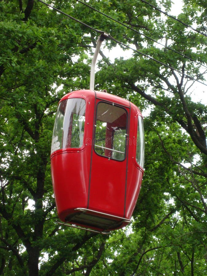 Red Cabin of Cable Car on a Background a Tree Stock Image - Image of ...