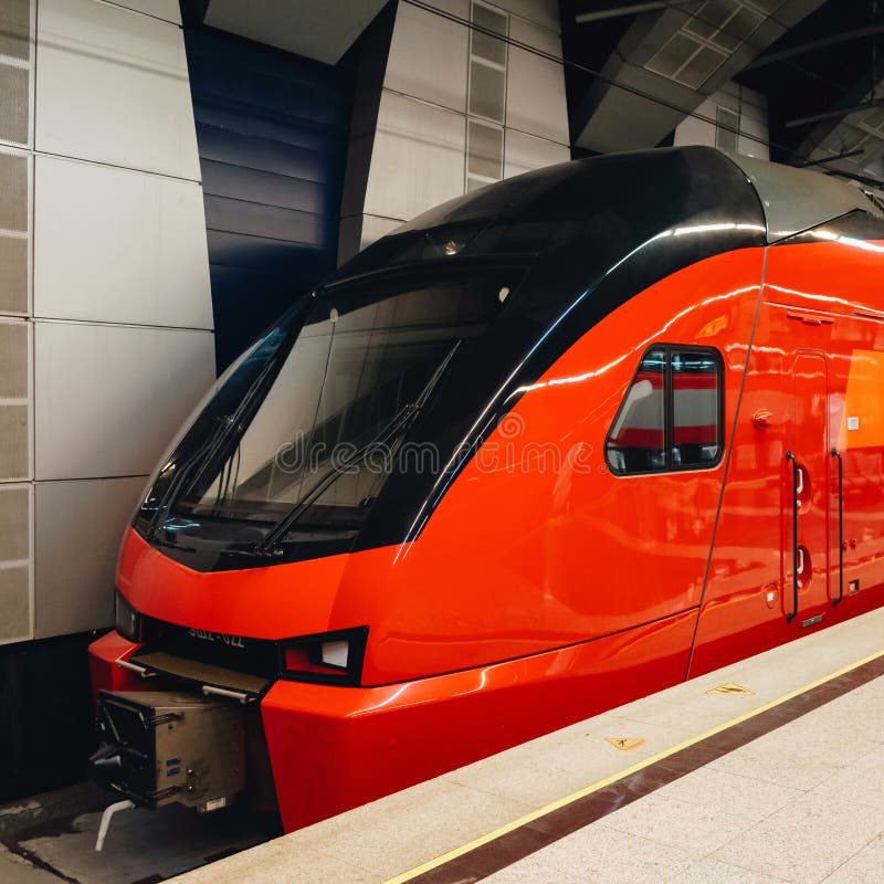 Red Cabin Railroad Train from the Front Stock Photo - Image of cabin ...
