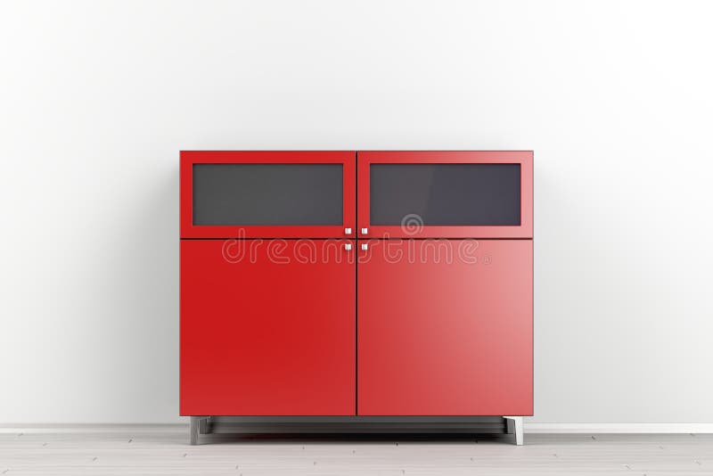 Modern red cabinet stock illustration. Illustration of home - 138049269