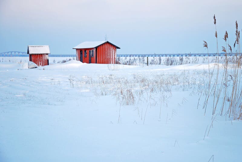 Red cabins in winter stock image. Image of apara, baltic - 28633707