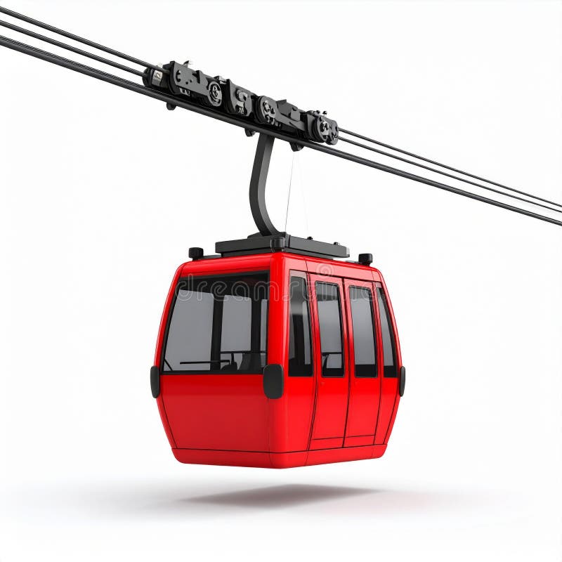 Red Cable Car Gondola on White Background Stock Illustration ...