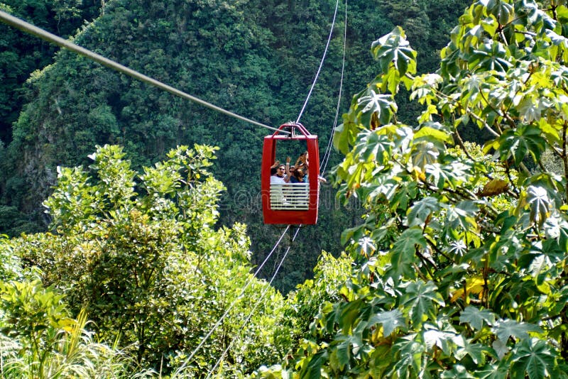 Red cable car editorial stock photo. Image of ravine - 157681868