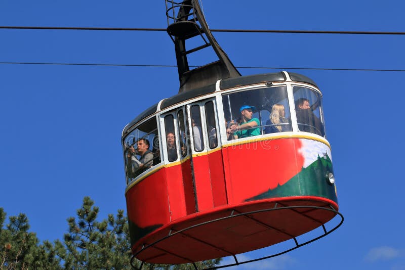 Red Cable Car with Tourists in Pyatigorsk, Russia Editorial Image ...