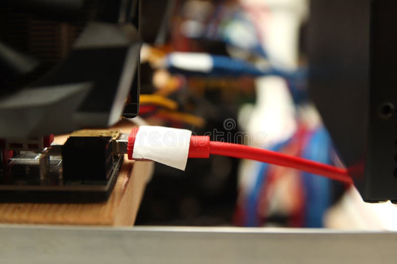 Red Cable Close Up. Technology Concept Stock Image - Image of connect ...