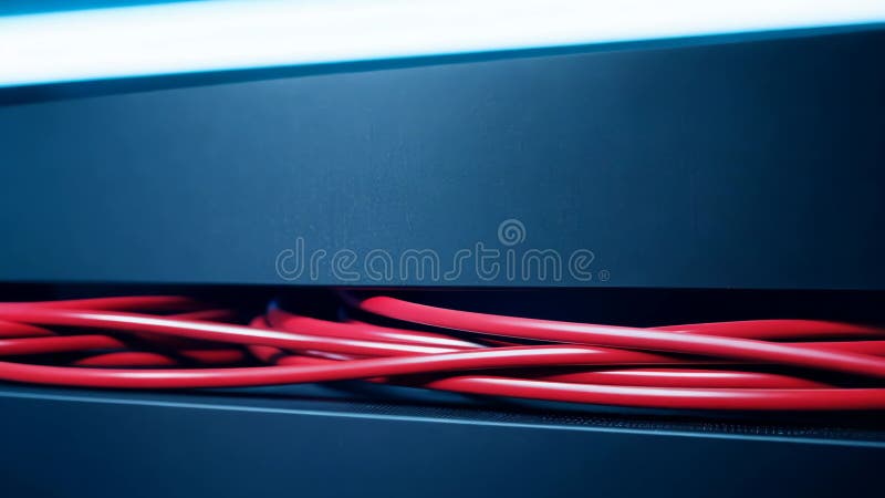 A Bundle of Red Cables Organized Neatly in a Workspace Setting during ...