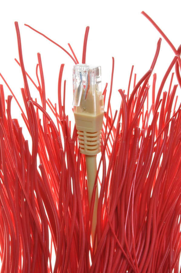 Red cables and single plug stock image. Image of macro - 28180591