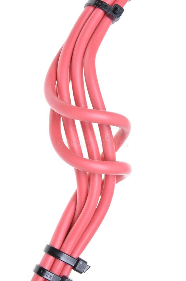 Red Cables Used in Electrical Wiring Systems with Black Cable Ties ...