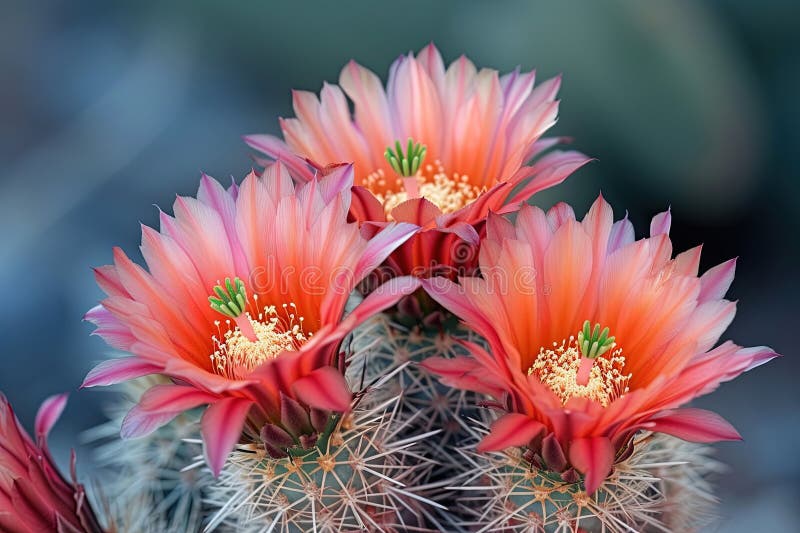 Red Cactus Flowers. Generative AI Stock Illustration - Illustration of ...
