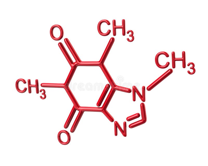 Red Caffeine Molecule Chemical Structure 3d Illustration Stock ...