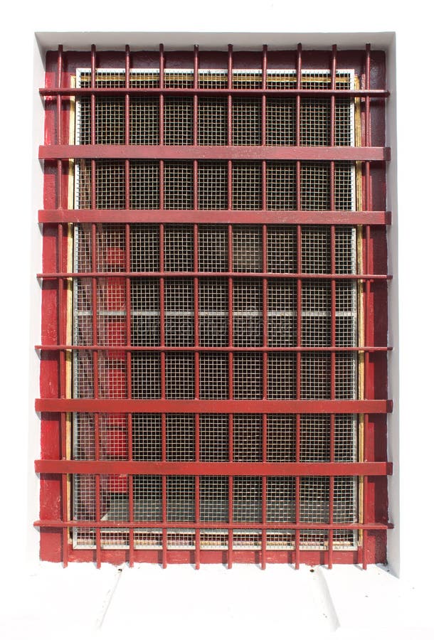 Red cage window stock image. Image of building, home - 51545951