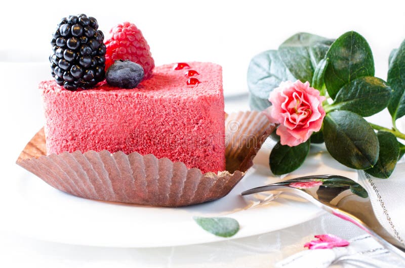Red cake with berries stock photo. Image of delicious - 23962320