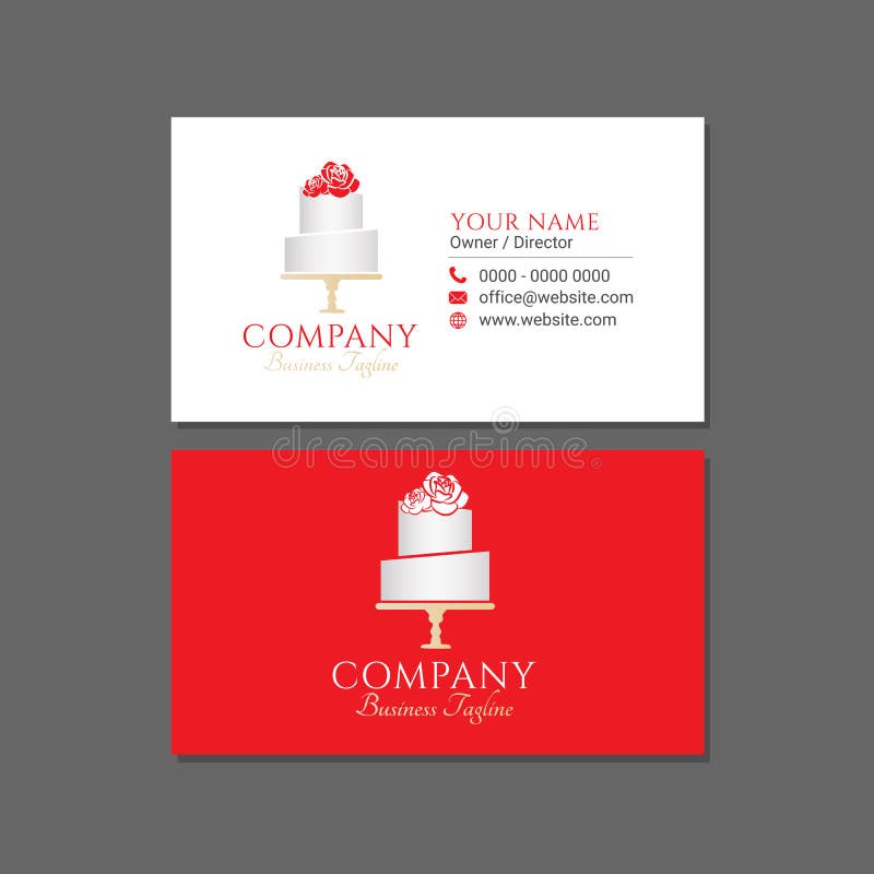 Red Cake Business Card Design Stock Vector - Illustration of layout ...