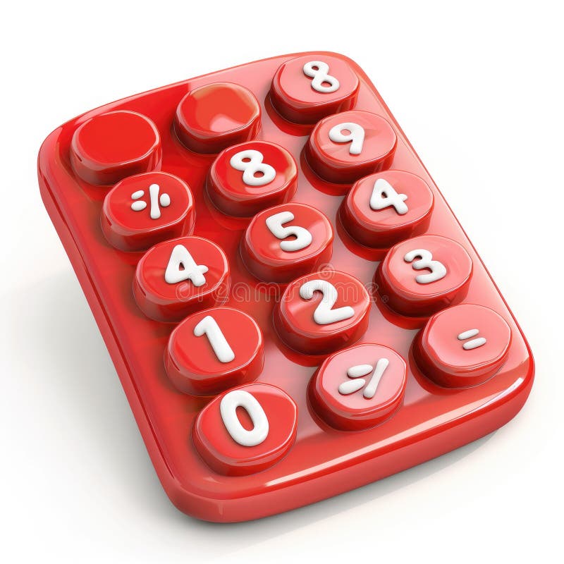 Red Calculator Buttons, Numbers and Symbols. Close-up View Stock ...