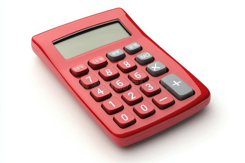 A Red Calculator Sits on a White Surface Symbolizing Calculation ...