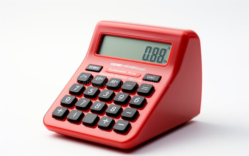 Red Calculator White Background Stock Illustration - Illustration of ...