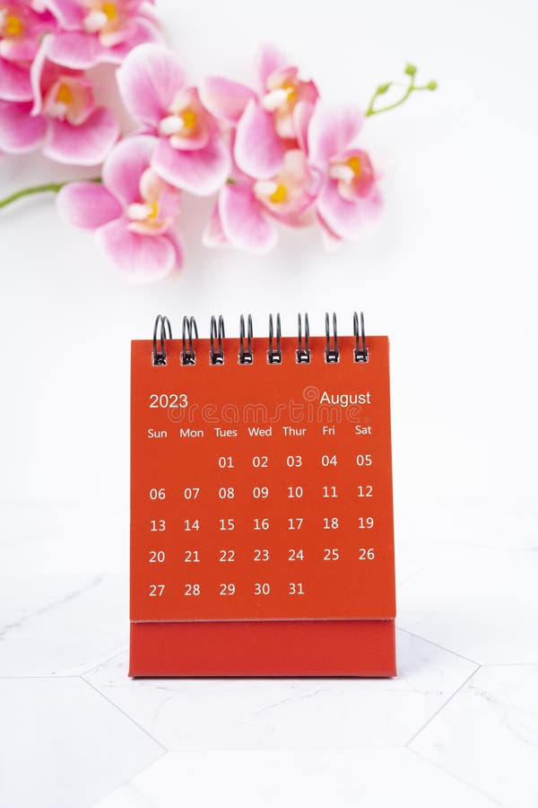 The Red Calendar August 2023. Desk Calendar for Year 2023 and Pink ...