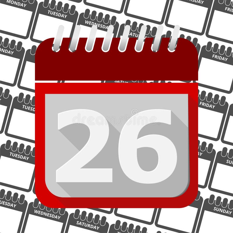 Flat Calendar Icon. Date And Time Background. Number 26. Stock Vector ...
