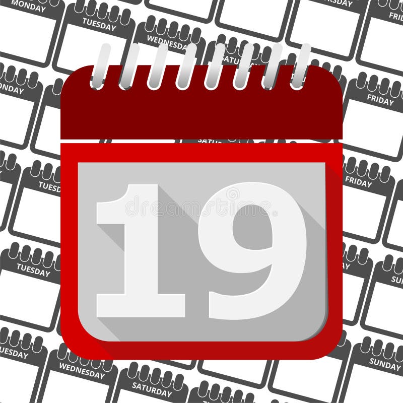 Red Calendar - Vector Icon Number 19 Stock Vector - Illustration of ...