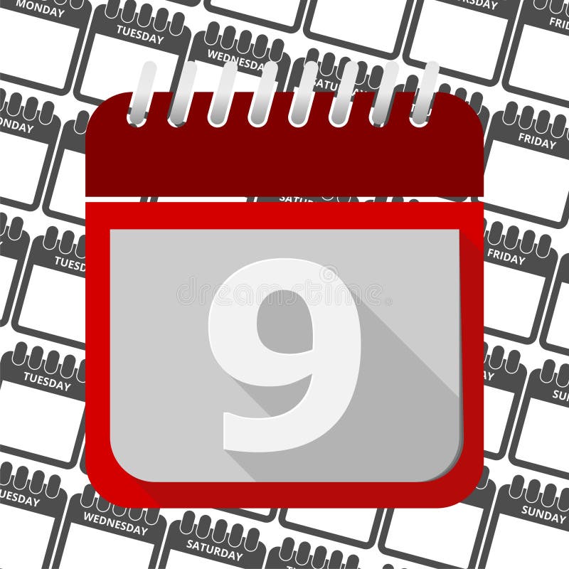 Red Calendar - Vector Icon Number 9 Stock Vector - Illustration of ...