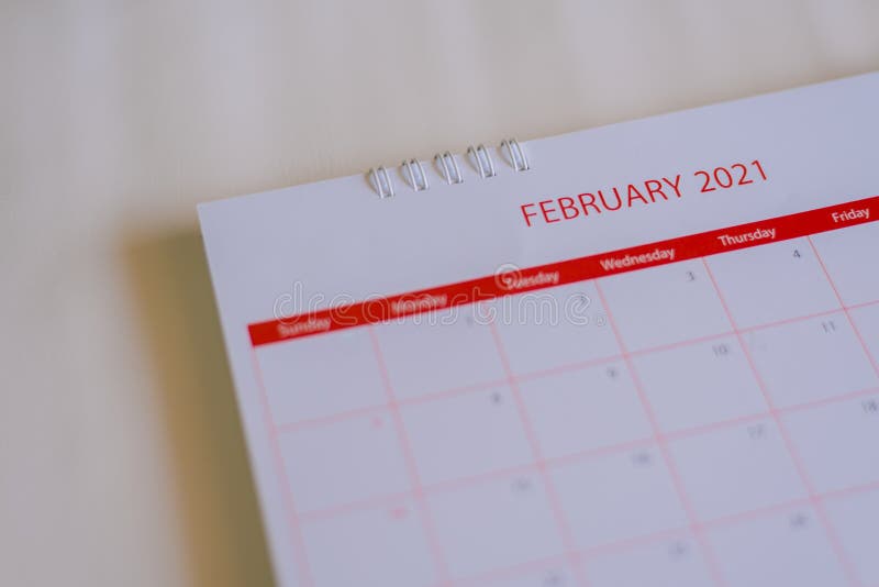 Red calendar on white stock photo. Image of february - 206976886