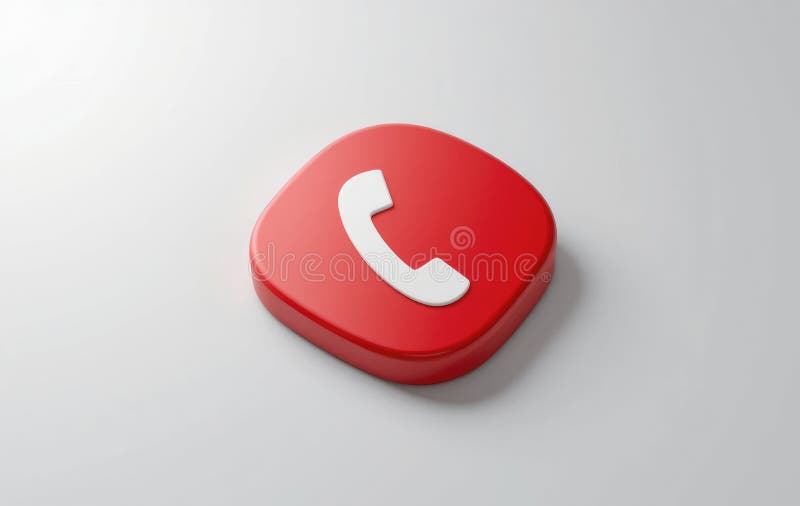 Red Call Button Icon with White Handset on a Light Background Stock ...