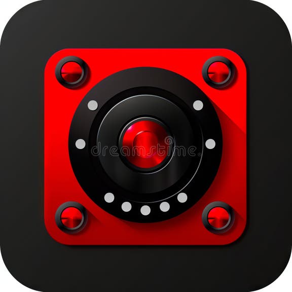 A Red Camera Icon on a Black Background Stock Photo - Image of icon ...