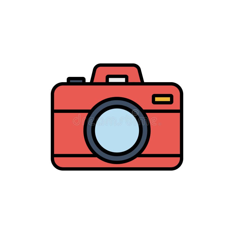 Red Camera Icon. Flat Design Icon Stock Vector - Illustration of ...