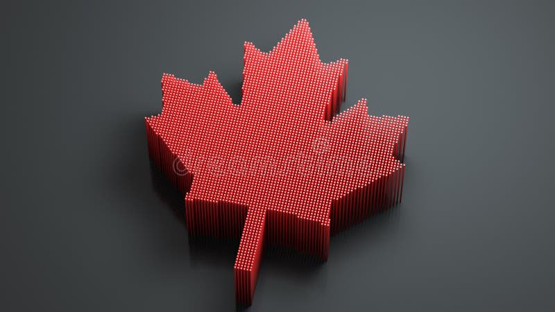 Red Canada Maple Leaf Made of Pixels 3D Render Stock Illustration ...