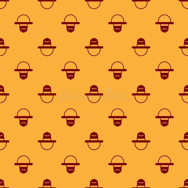 Red Canadian Ranger Hat Uniform Icon Isolated Seamless Pattern on Brown ...