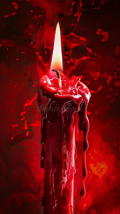 A Red Candle with Blood on it Stock Image - Image of flame, liquid ...