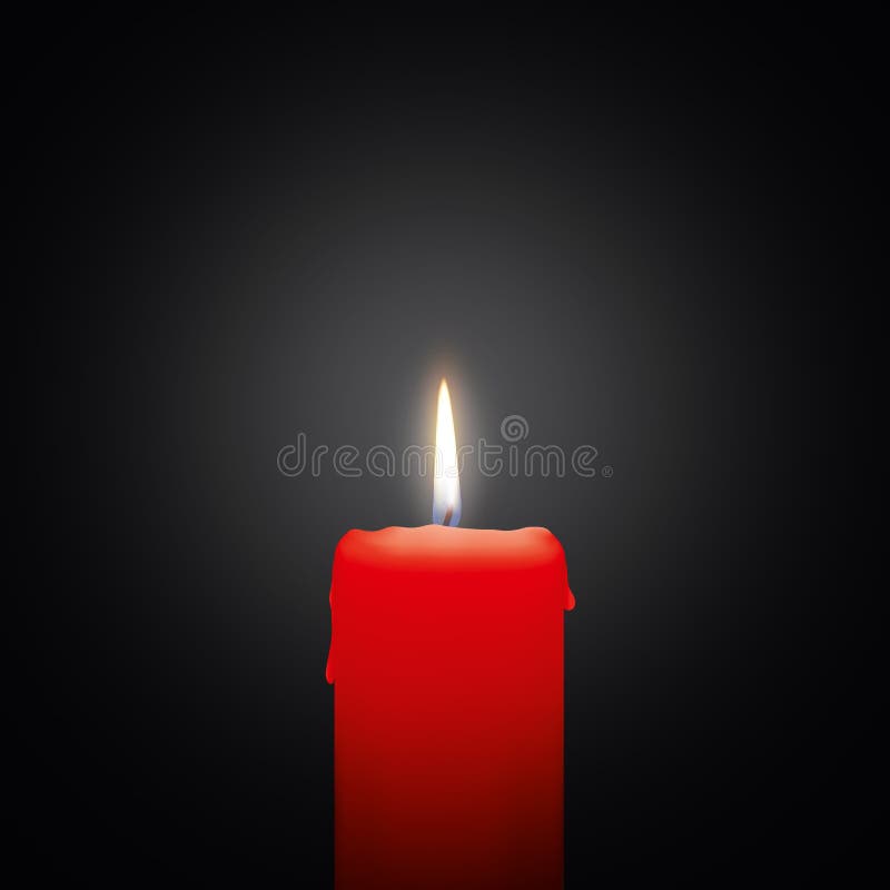 Single Realistic Red Candle with Candlelight - Isolated Illustration on ...