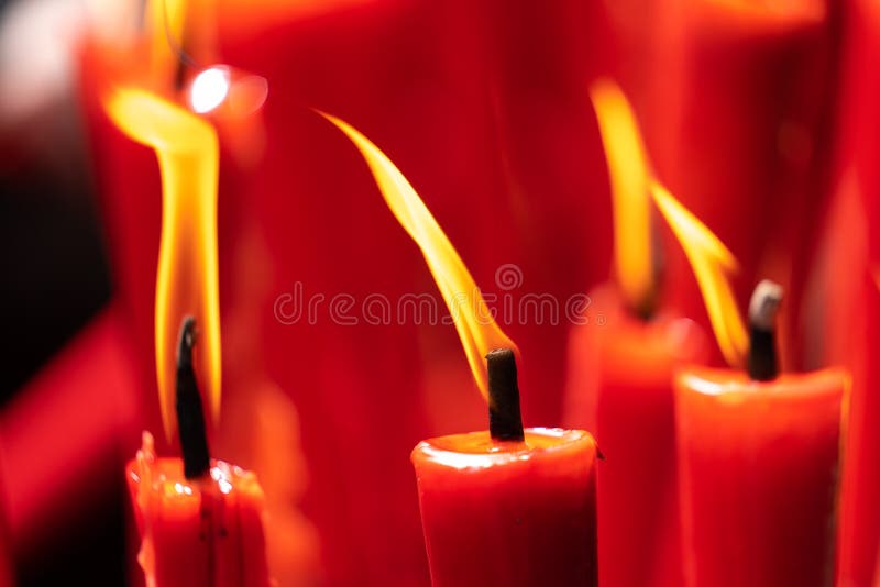 Red candle burning stock photo. Image of candle, prayers - 119621318