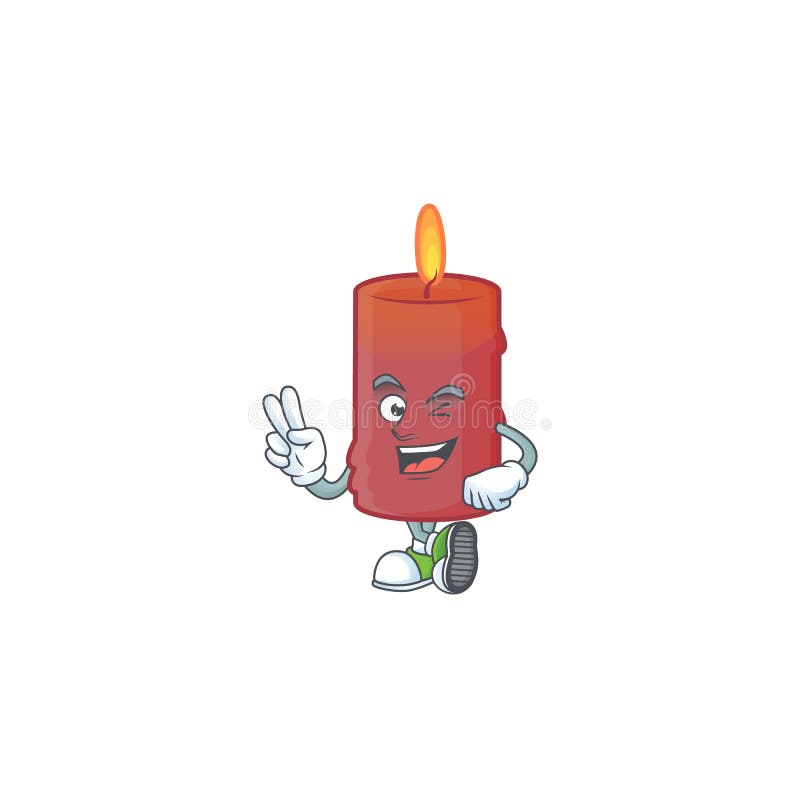 Red Candle Character Cartoon Style with Two Fingers Stock Vector ...