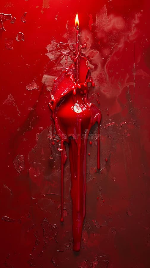 A Red Candle with a Dripping Liquid on it Stock Photo - Image of burn ...