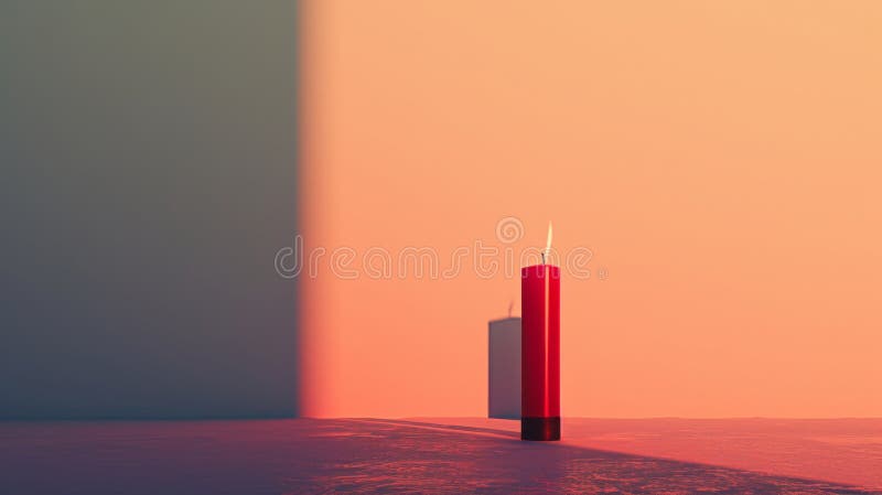 Red Candle with Dynamic Shadows in Abstract Lighting Stock Image ...
