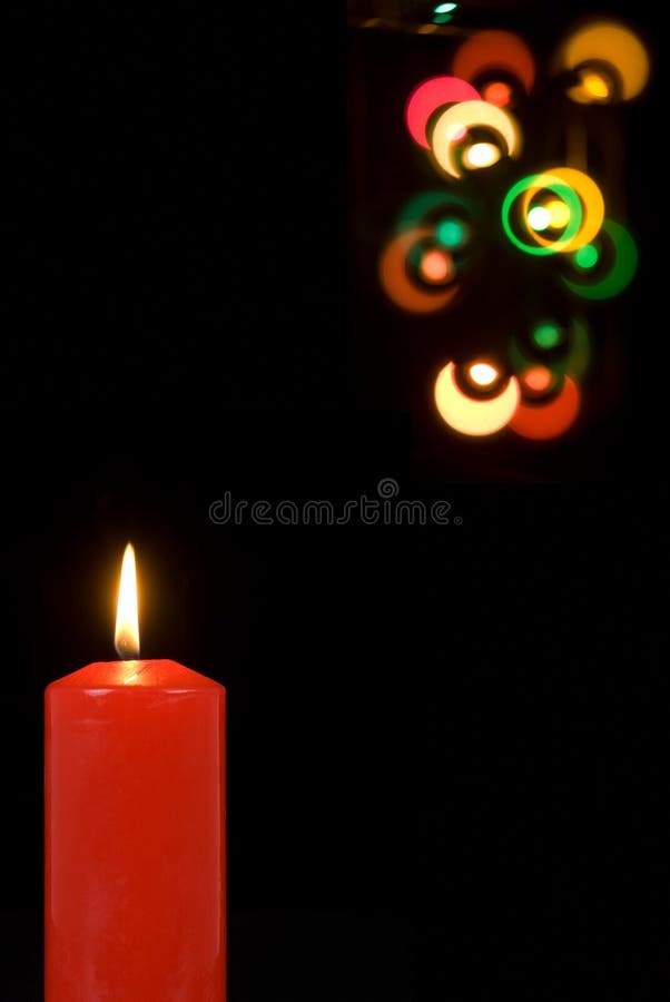 Red Candle and Fairy Lights Stock Image - Image of coloured, glowing ...