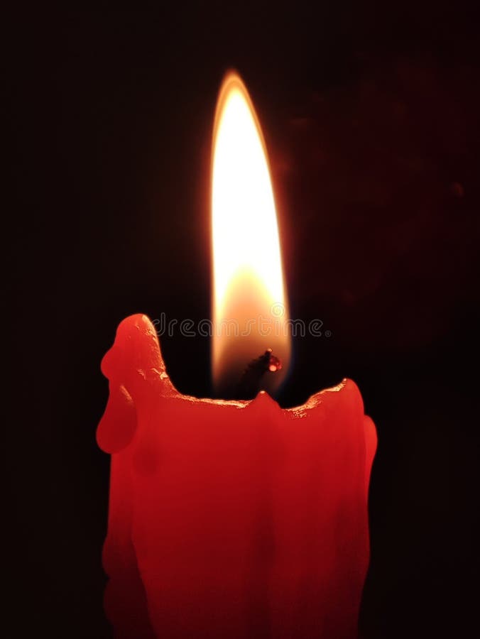 Red Candle Flame on Black Background Closeup View Stock Photo - Image ...