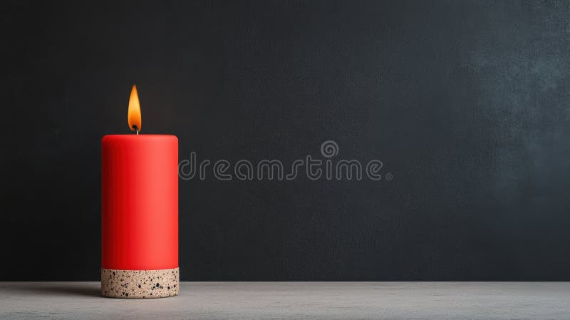 Red Candle with Flame on a Dark Background Creating a Warm Atmosphere ...
