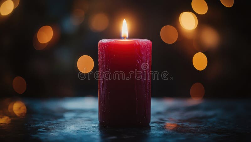 Red Candle Flame, Festive Bokeh Background Stock Illustration ...