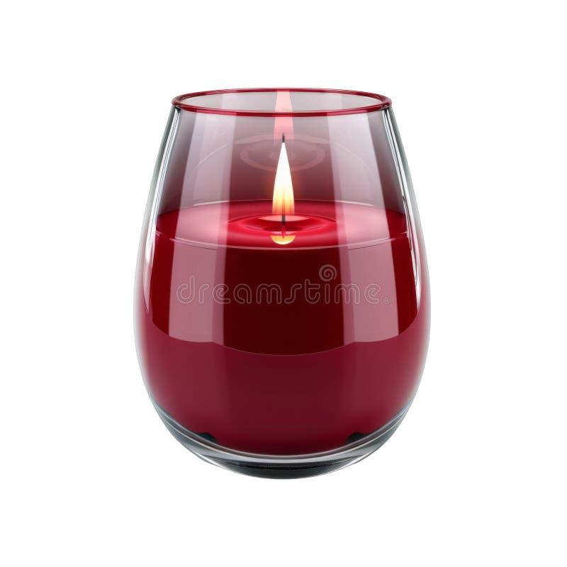 Red Candle in Glass Container with a Single Flame Stock Illustration ...