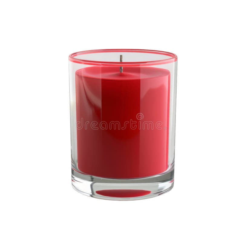 Red Candle in a Glass Jar with a Wick Stock Photo - Illustration of ...
