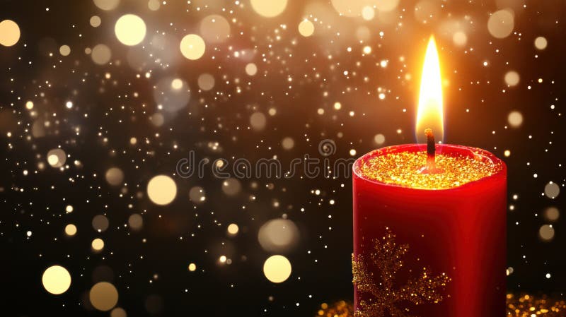 A Red Candle Lit on a Gold Background with Glitter, AI Stock Photo ...
