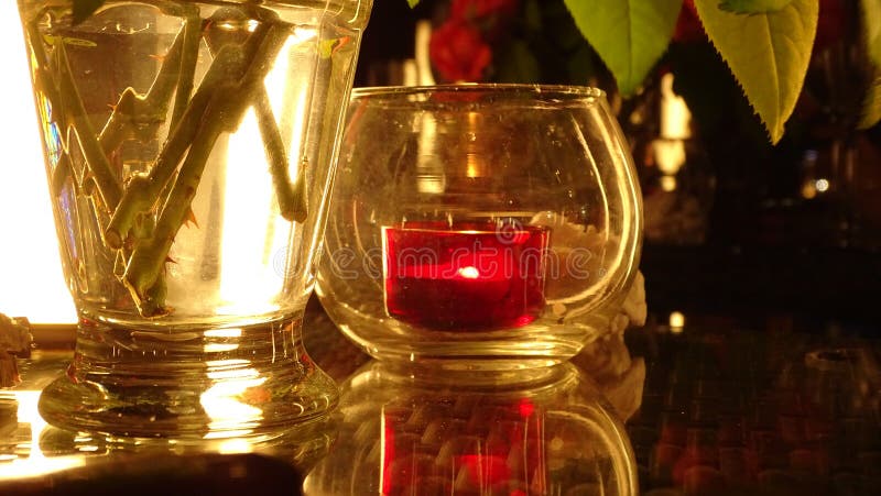 Red Candle in Romantic Night Stock Photo - Image of night, gold: 149770828
