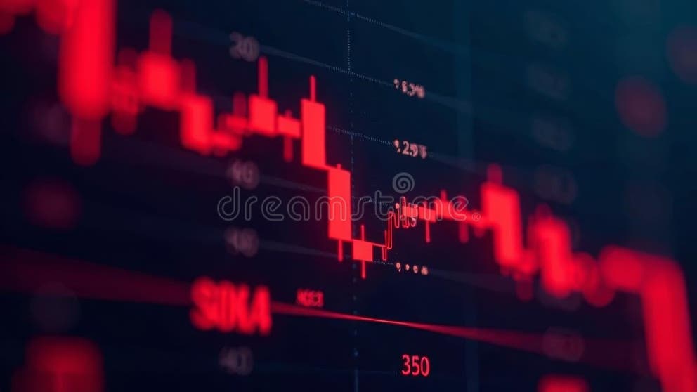 Red Candles Chart Stocks Fall Down Stock Image - Image of loss ...
