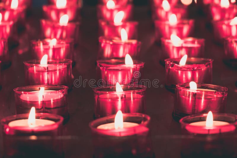 Red Candles Glowing in the Dark. Stock Image - Image of candlelight ...