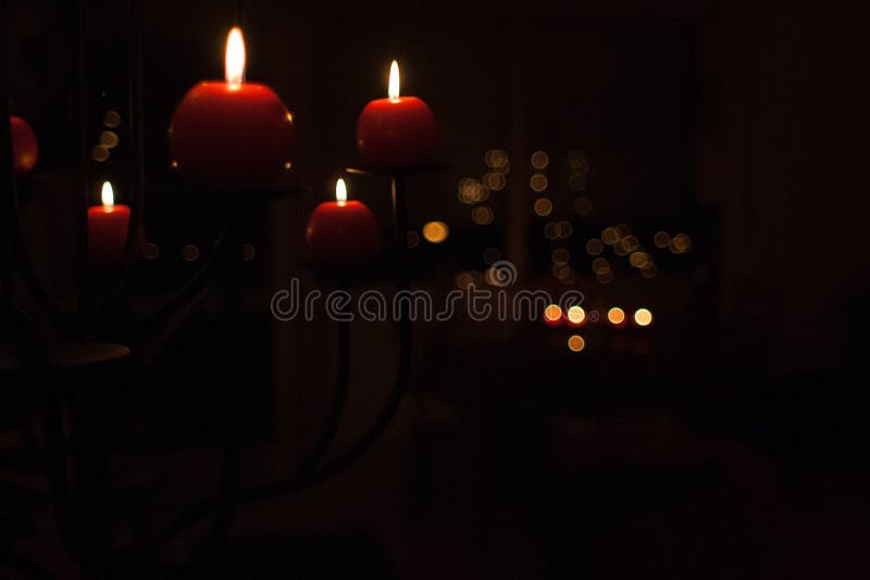 Christmas Time Red Candles in Low Key Stock Photo - Image of light ...