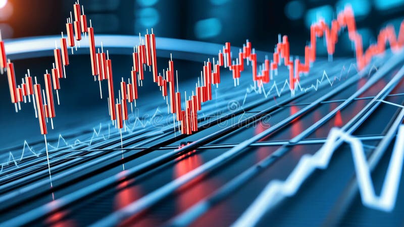 Red Candlestick Chart Showing Cryptocurrency Increasing Profits Over ...